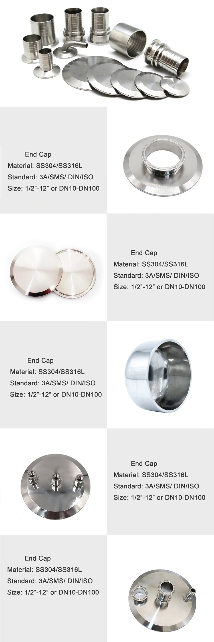 Santhai Stainless Steel Clamp Pipe Blind End Cap - Buy Hygienic Pipe ...