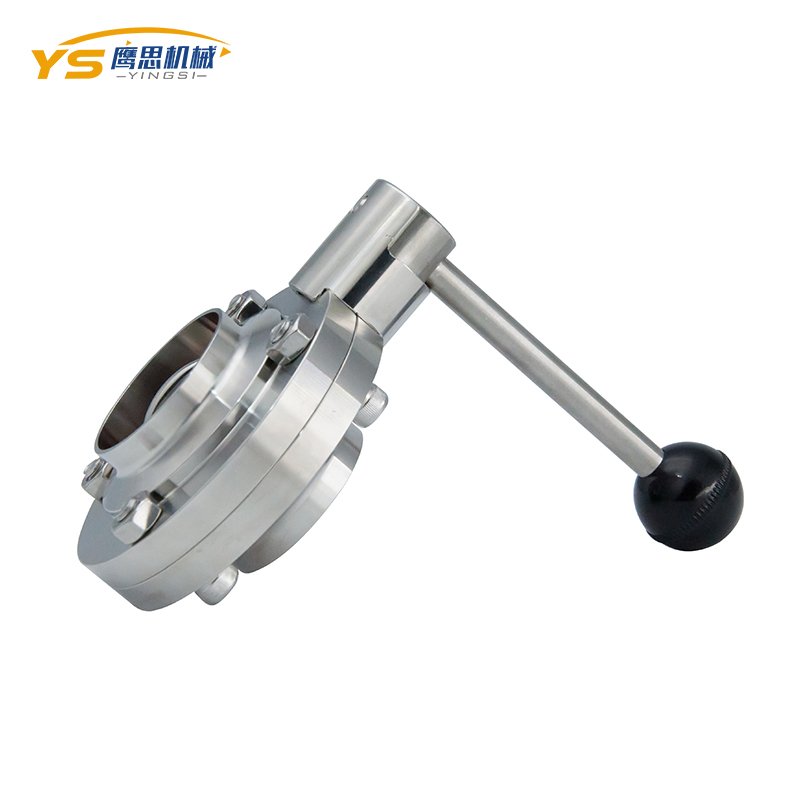 Hygienic Stainless Steel Ss304 Welding 4 Stops Butterfly Valves