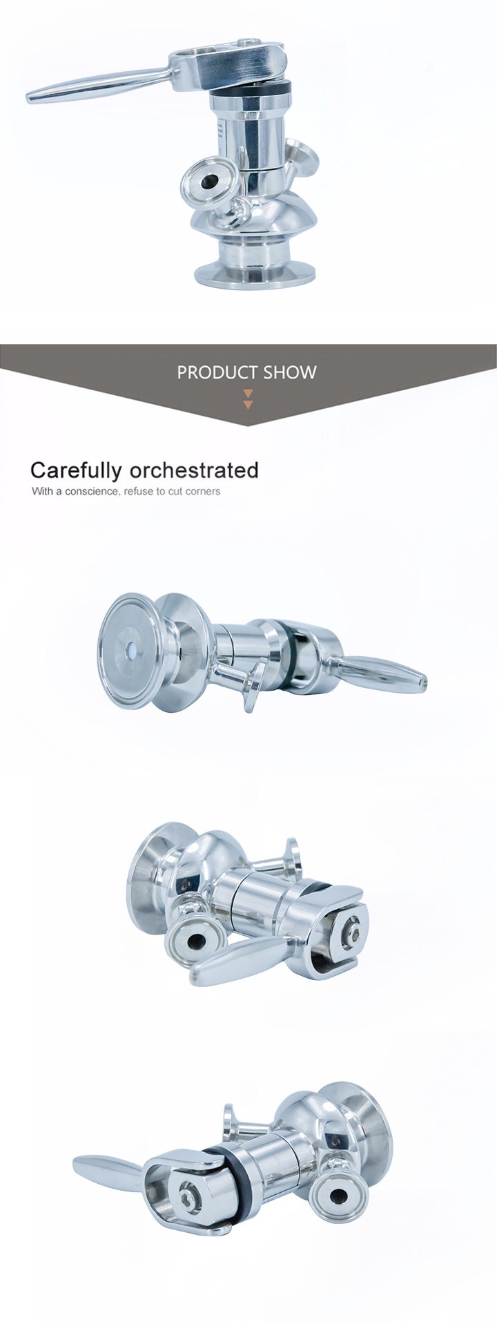 Stainless Steel SS316L Aseptic Manual Teflon Diaphragm Sampling Valve