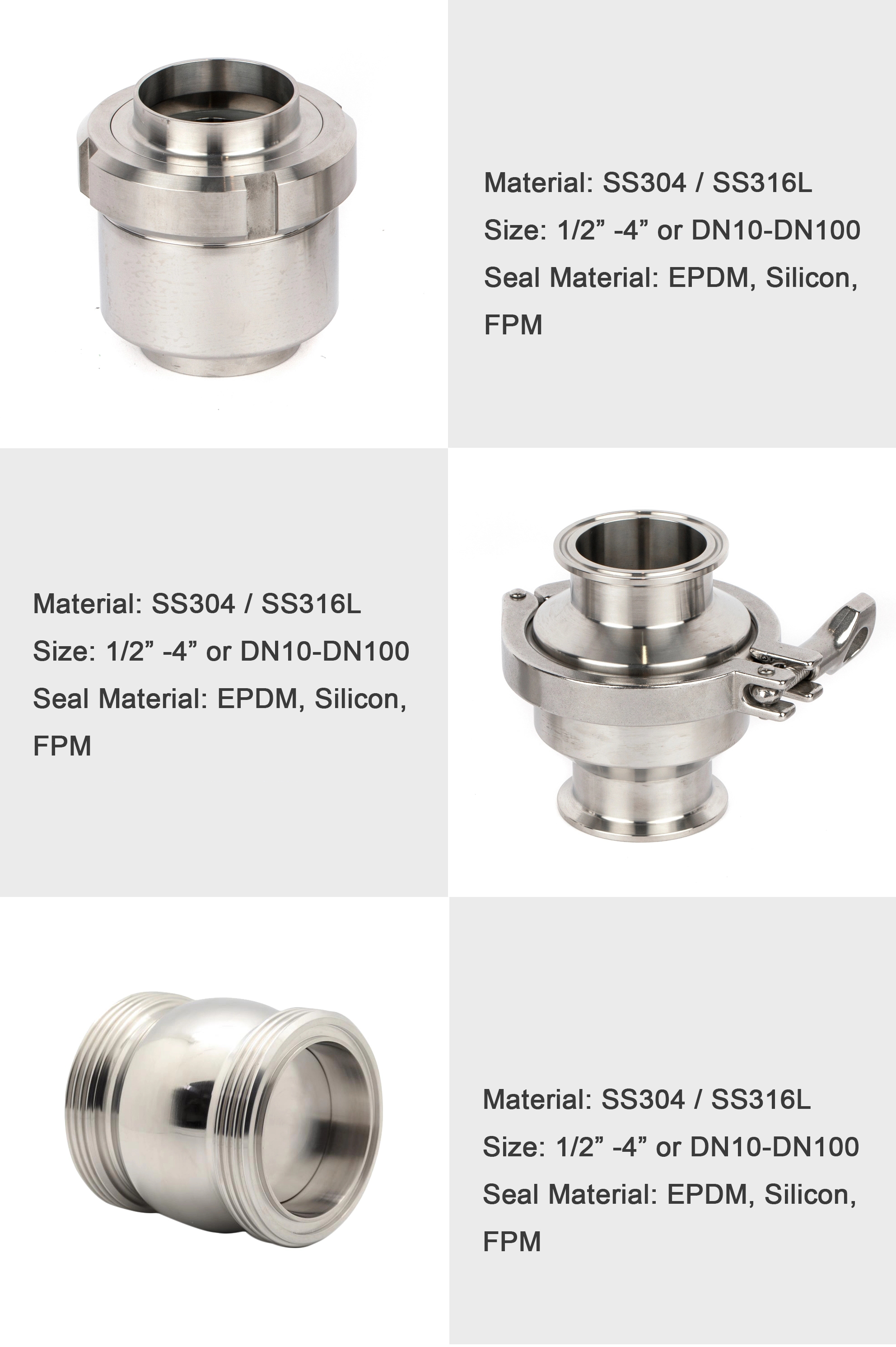 Multiple Type Sanitary Stainless Steel Spring Check Valve - Buy Food ...
